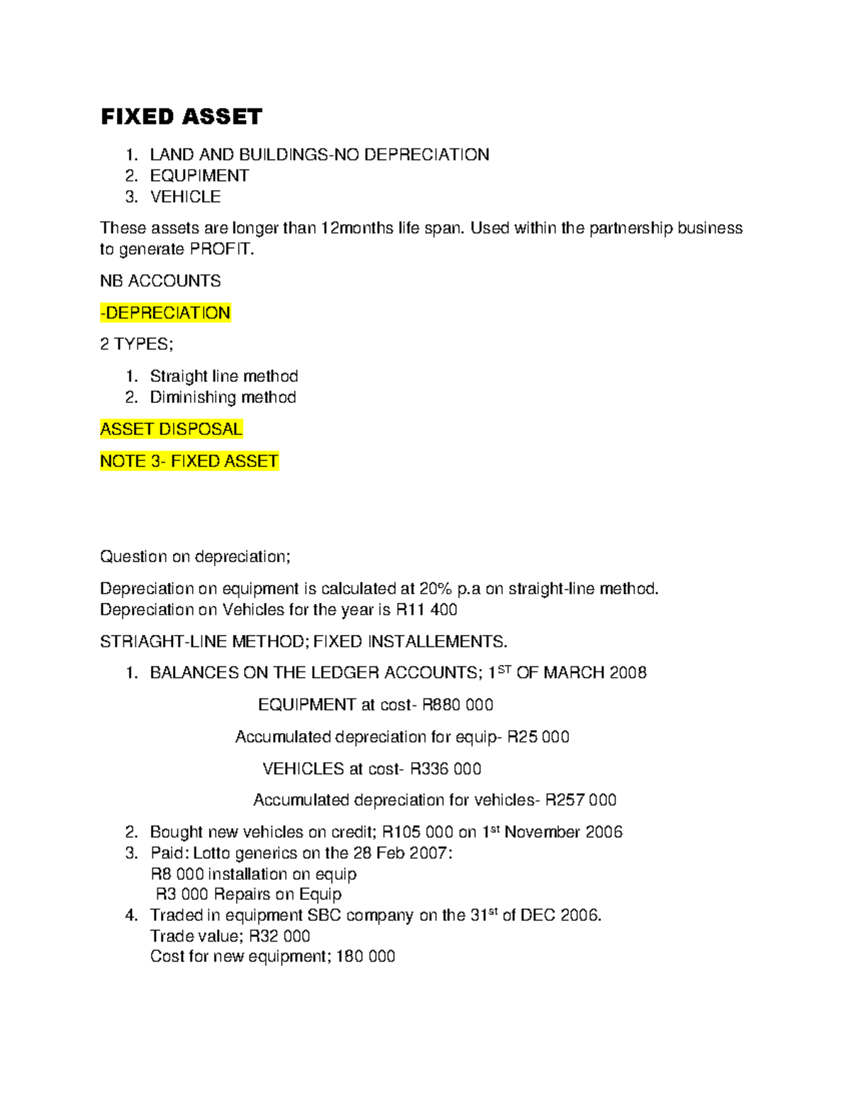 Fixed Asset - Depreciation - FIXED ASSET 1. LAND AND DEPRECIATION 2 ...