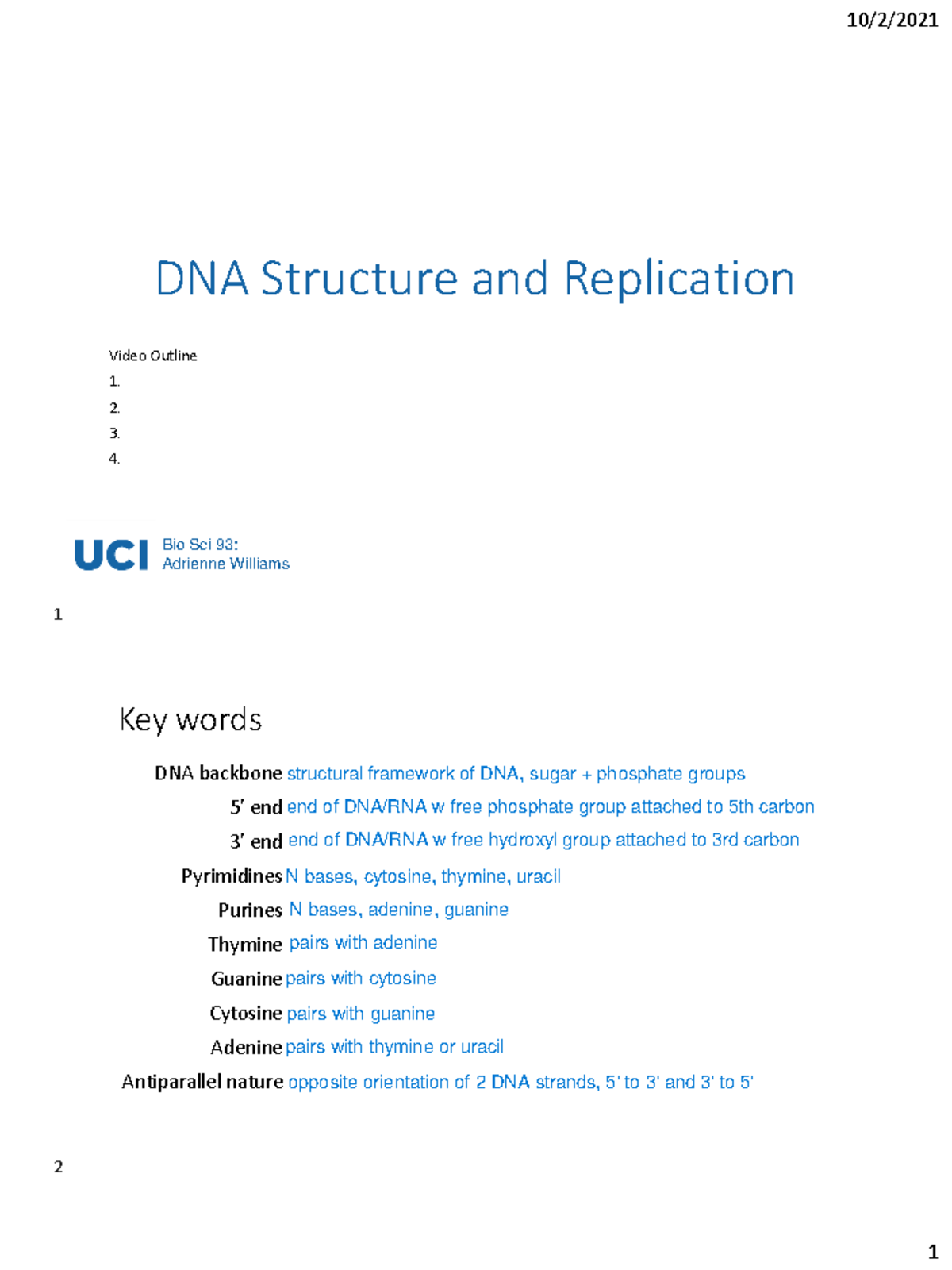 15 DNA Structure notes - ... - DNA Structure and Replication Video ...