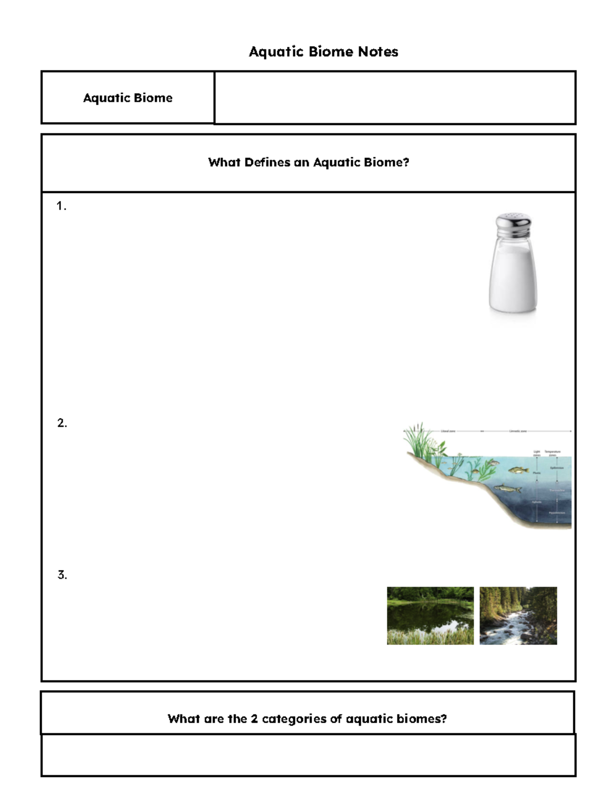 Elora Kouns - 3- Aquatic Biome Notes - 17119570 - Aquatic Biome Notes ...
