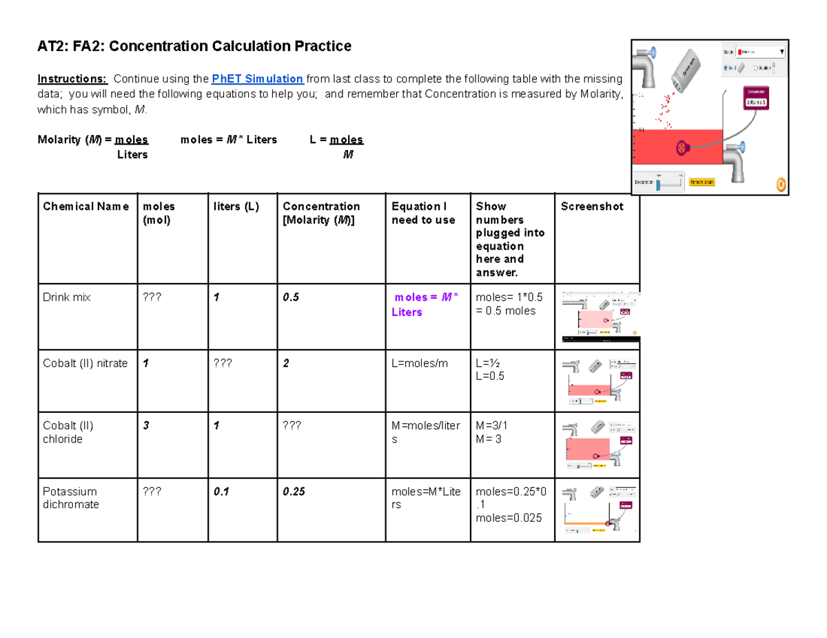 Marvin Ampofo - Master AT2 FA2 Concentration Calculation Practice - AT2 ...