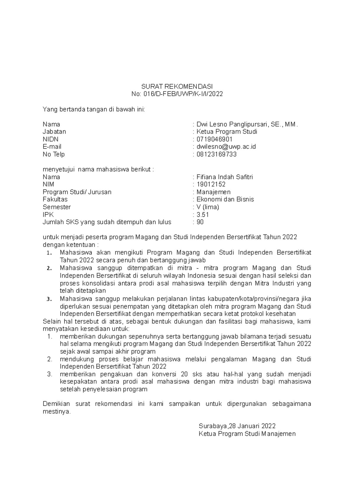 1.2 [Format] Surat Rekomendasi MSIB Fifiana Indah Safitri - SURAT ...