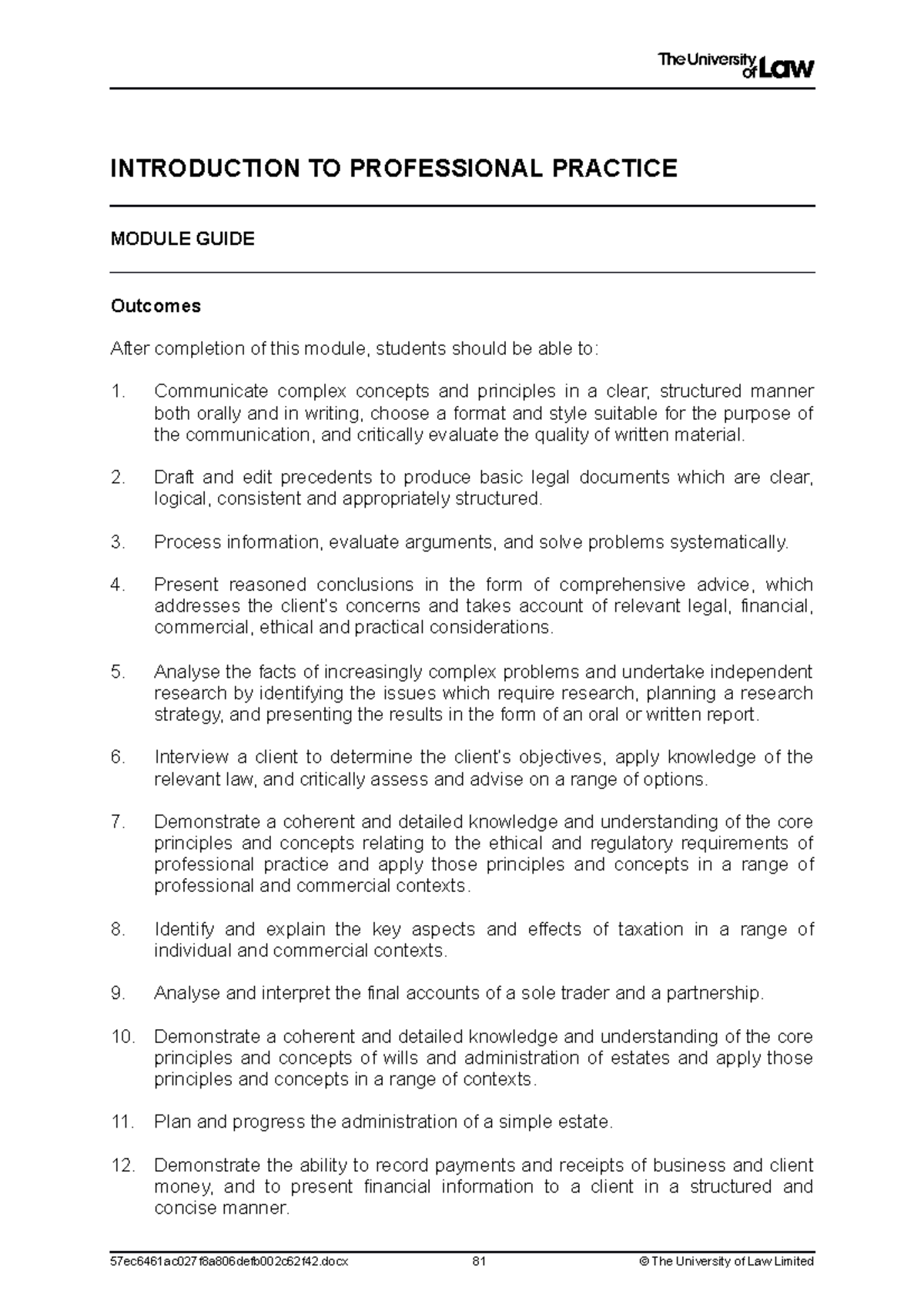 Module Guide 20 - INTRODUCTION TO PROFESSIONAL PRACTICE MODULE GUIDE ...