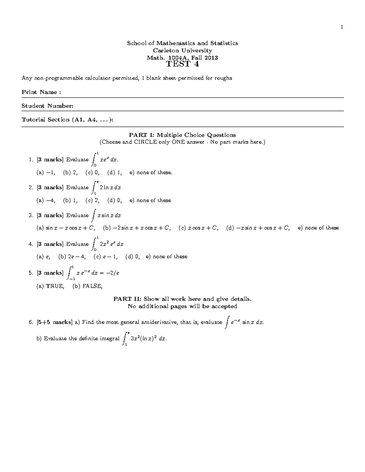 Test 4 1 2014, questions and answers - 1 School of Mathematics and ...