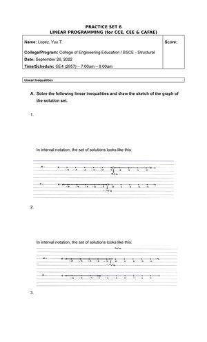 Lopez, Yuu - GE4 Week 1-3 Practice Set 3 - PRACTICE SET 3 MATHEMATICS IN OUR WORLD Name: Lopez ...