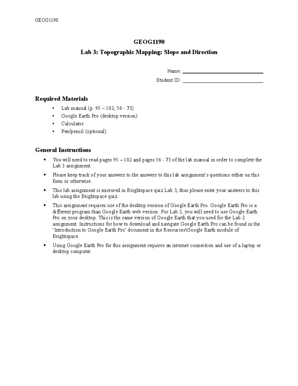 GEOG1190 Lab 3 2022 - 11111 - GEOG Lab 3: Topographic Mapping: Slope ...