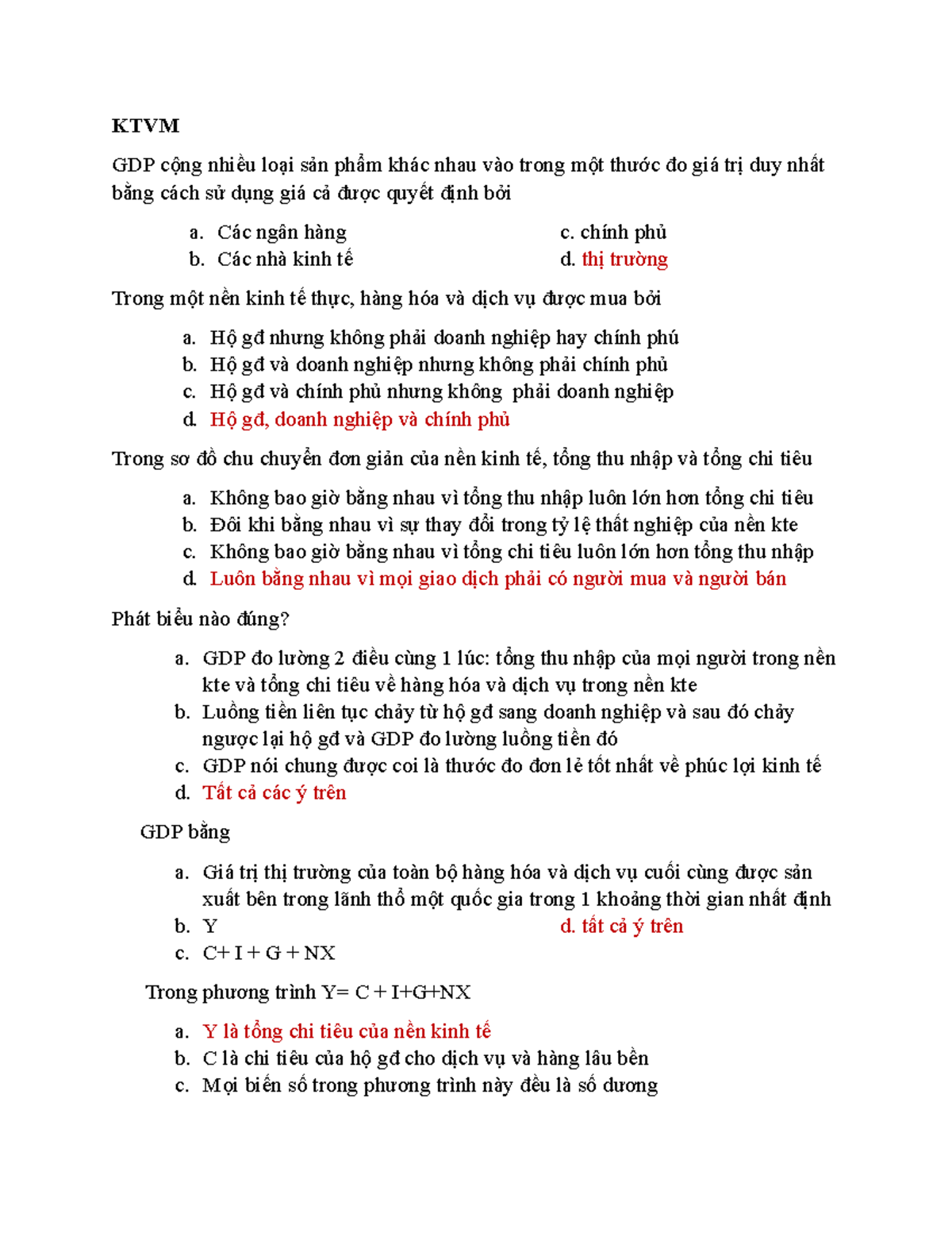 KTVM - tn kte vĩ mô - KTVM GDP cộng nhiều loại sản phẩm khác nhau vào trong một thước đo giá trị ...