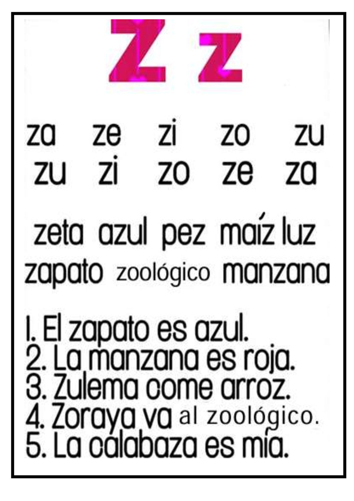 Z - Ortografía - Comunicación y lenguaje - Z Z za ze zi ZO zu zu zi ZO ...