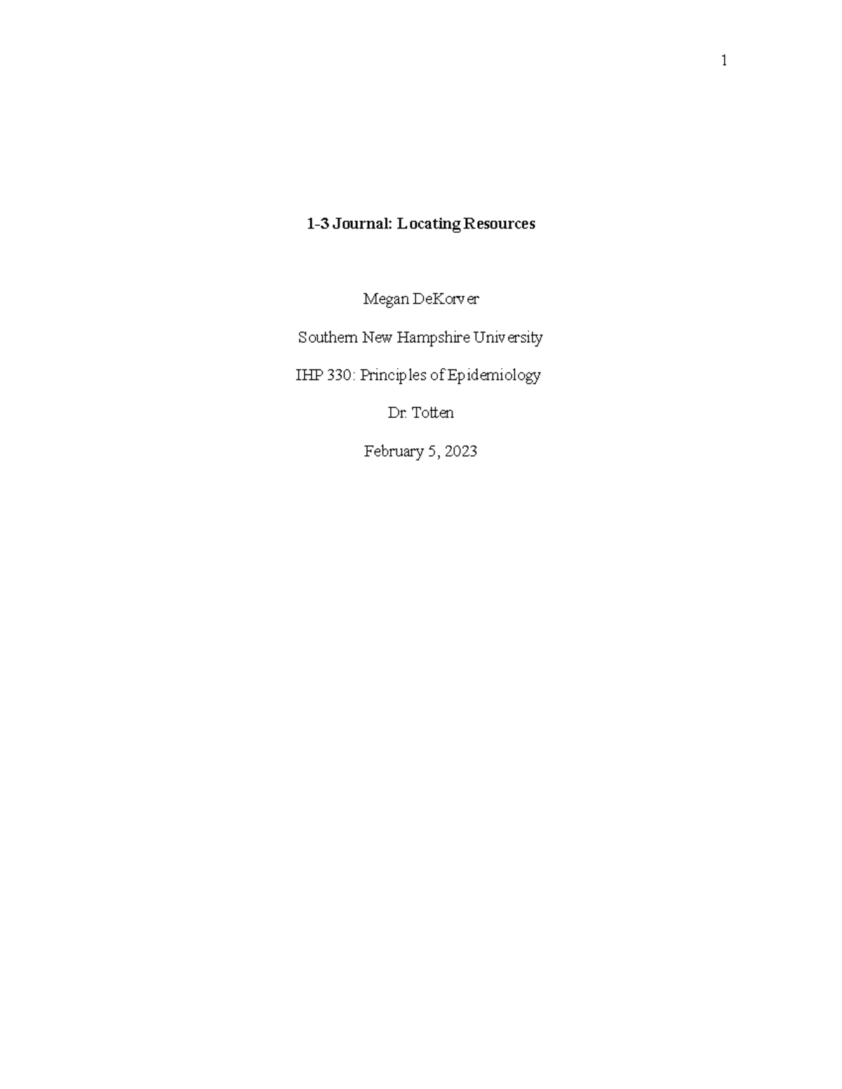 1-3 Journal Locating Resources - 1-3 Journal: Locating Resources Megan ...