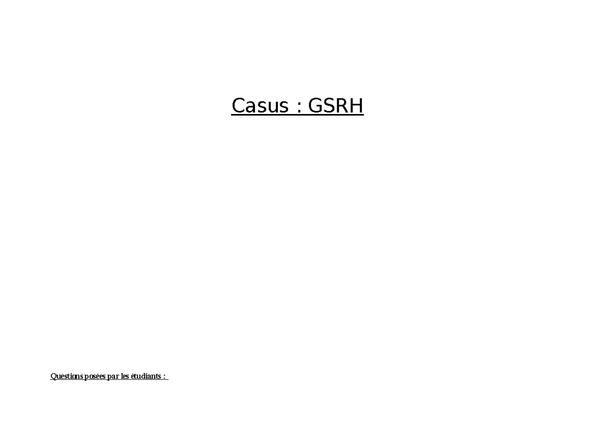 TP GSRH - Casus : GSRH Questions posées par les étudiants : -Support ...