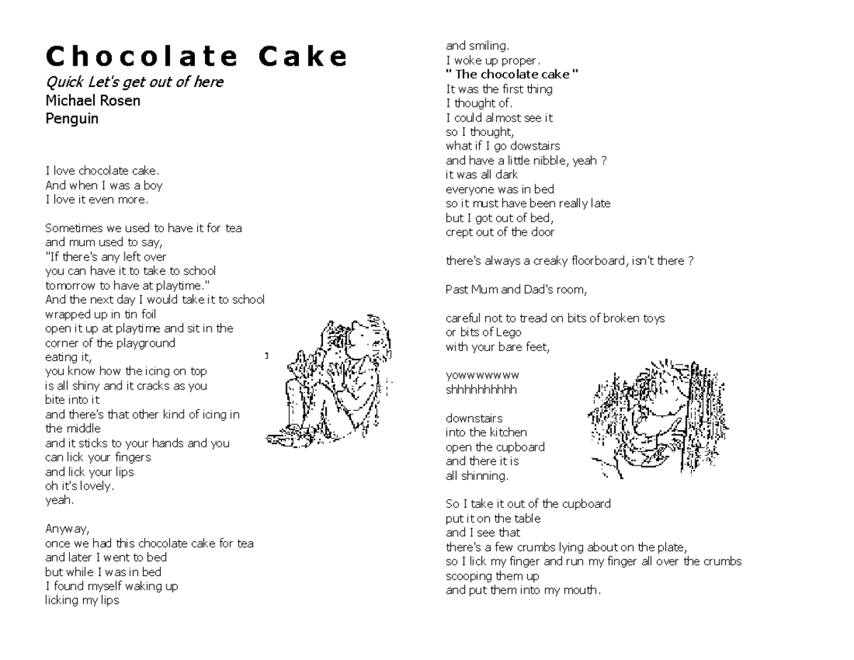 Chocolate pdf cake summary - C h o c o l a t e C a k e Quick Let's get ...