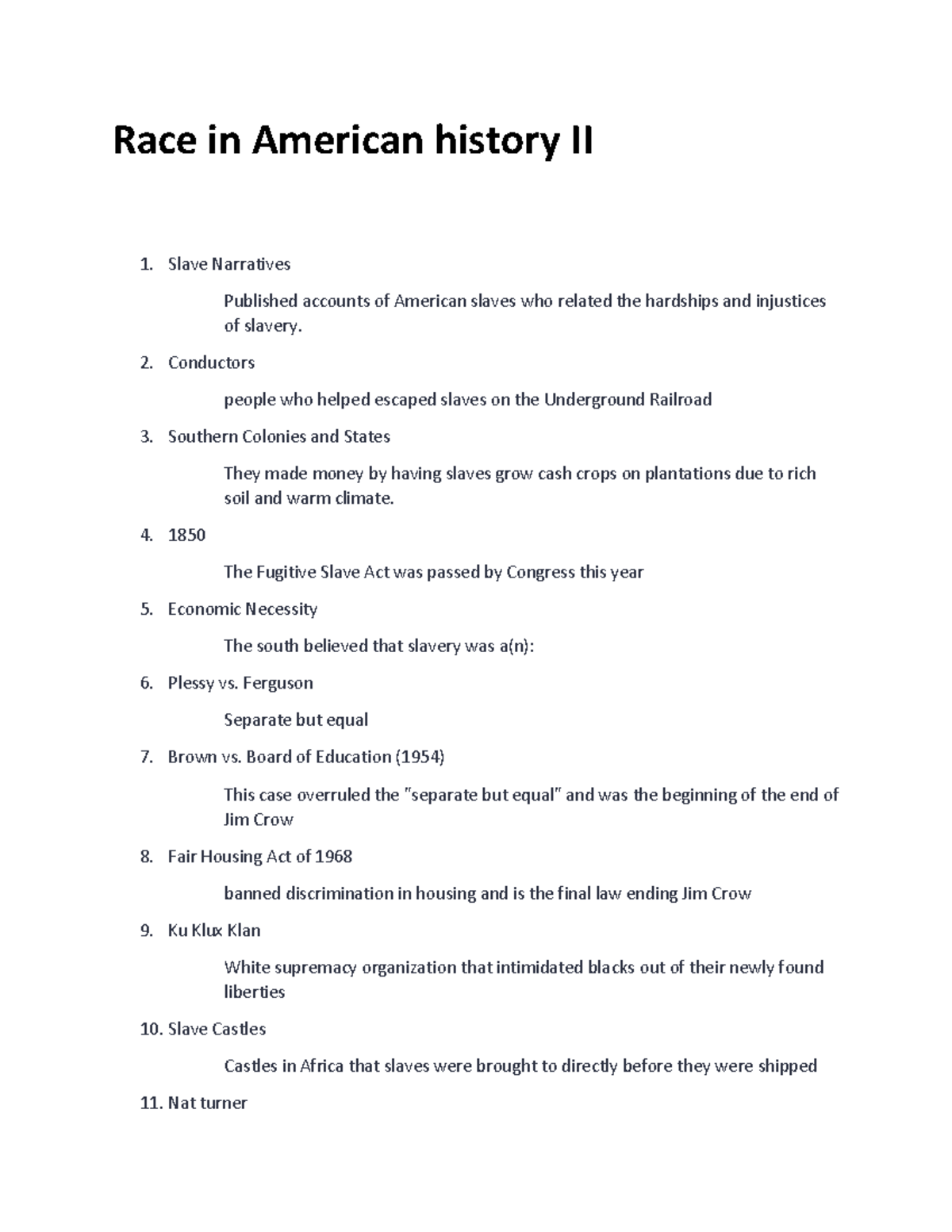 Race in American History II - Race in American history II Slave ...