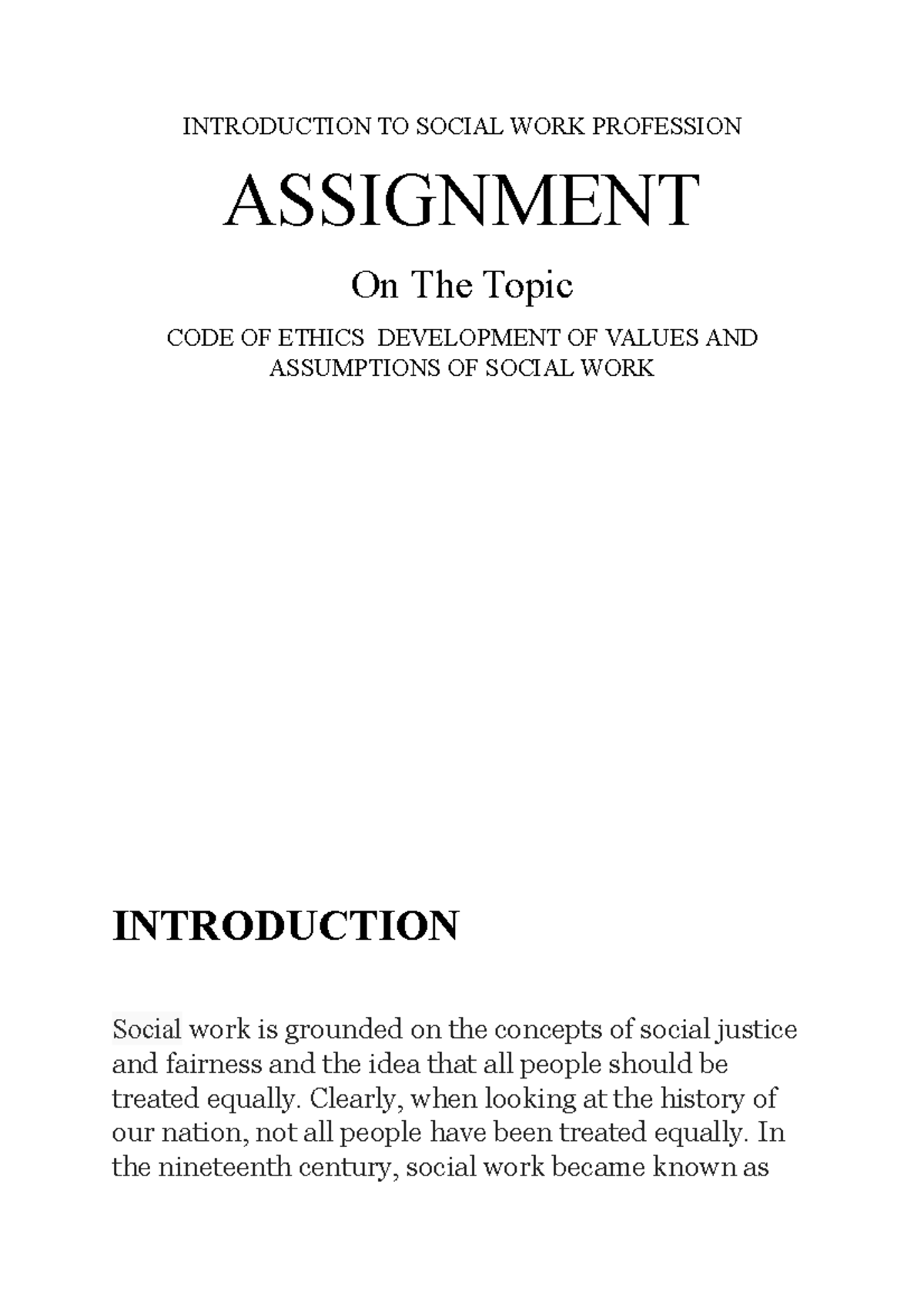 Document - Study meterial and assignment writing - INTRODUCTION TO ...