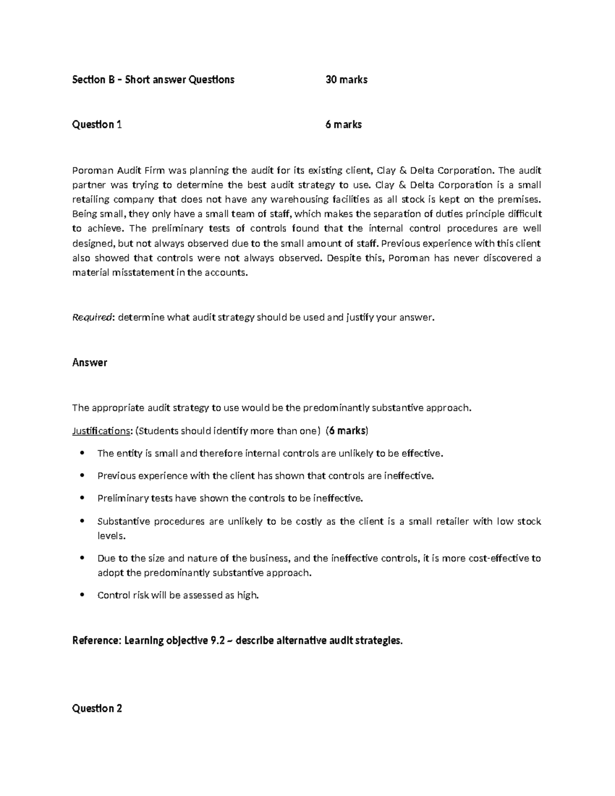 Final Exam revision Sem 2 2020 - Section B – Short answer Questions 30 ...