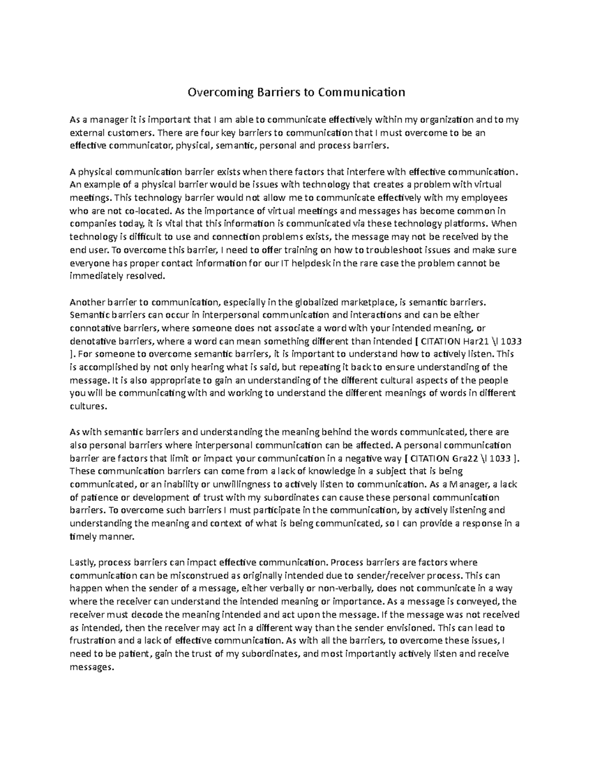 QHT1 Task 4 - Task submission - Overcoming Barriers to Communication As ...