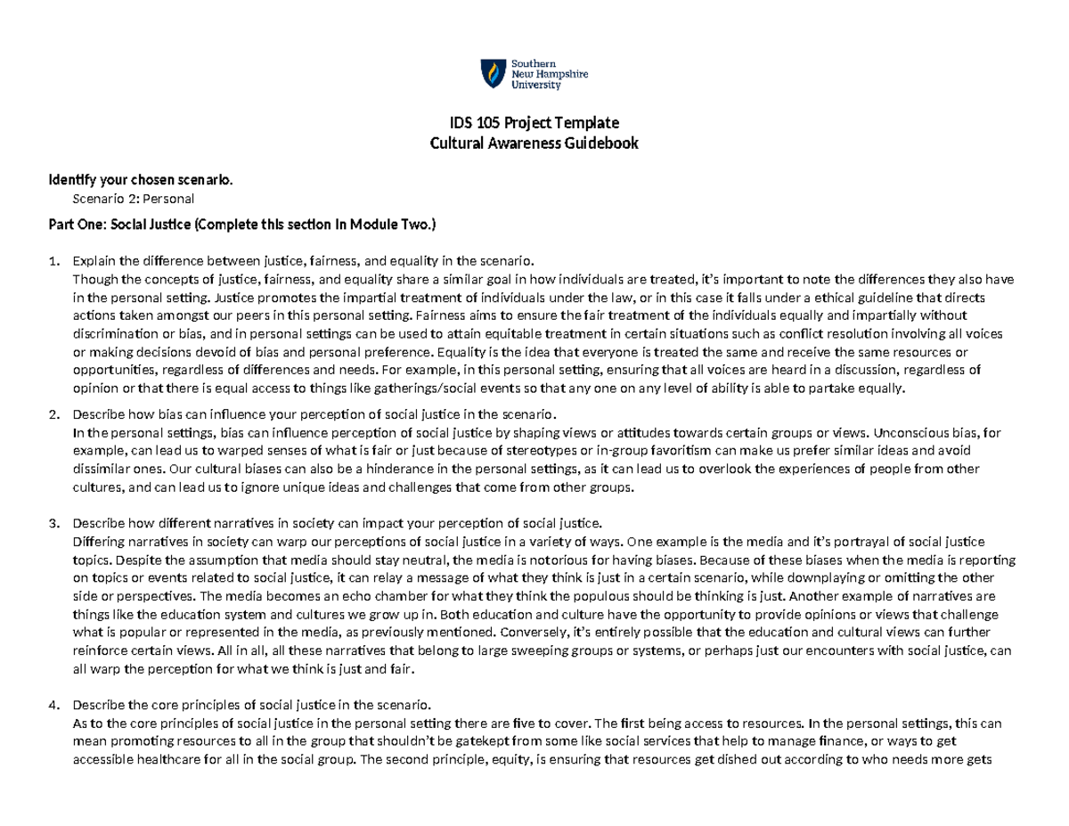 Project draft module 5 - IDS 105 Project Template Cultural Awareness ...