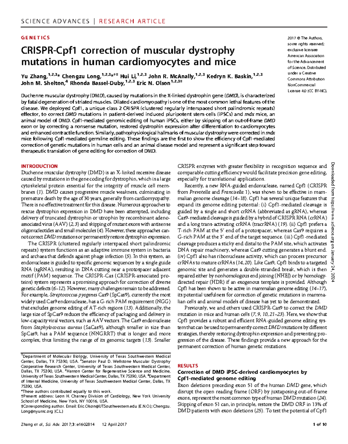 Sciadv - research article - G E N E T I C S 2017 © The Authors, some ...
