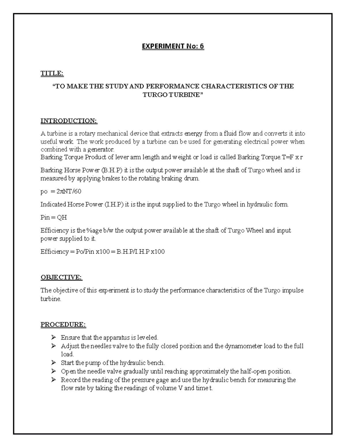 Lab Report 6 - EXPERIMENT No: 6 TITLE: “TO MAKE THE STUDY AND ...