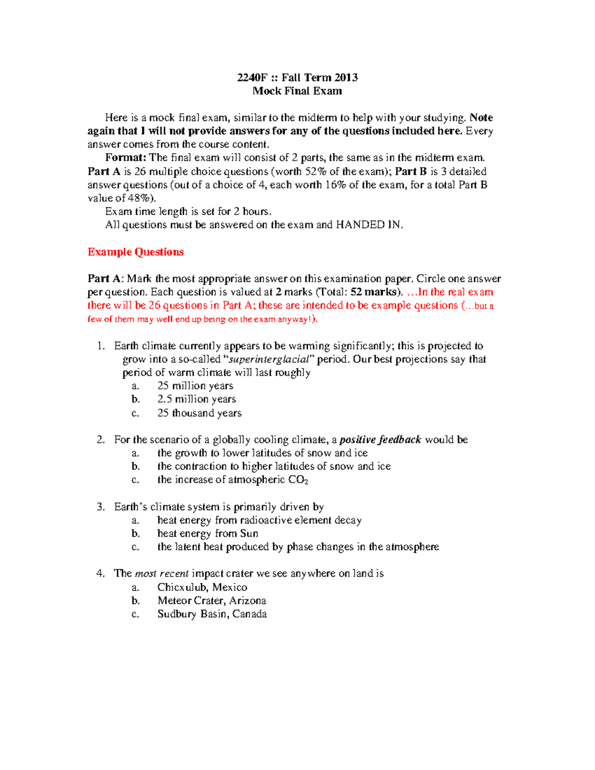 Sample/practice exam 2013 - I, Questions and answers - 2240F :: Fall Term 2013 Mock Final Exam ...