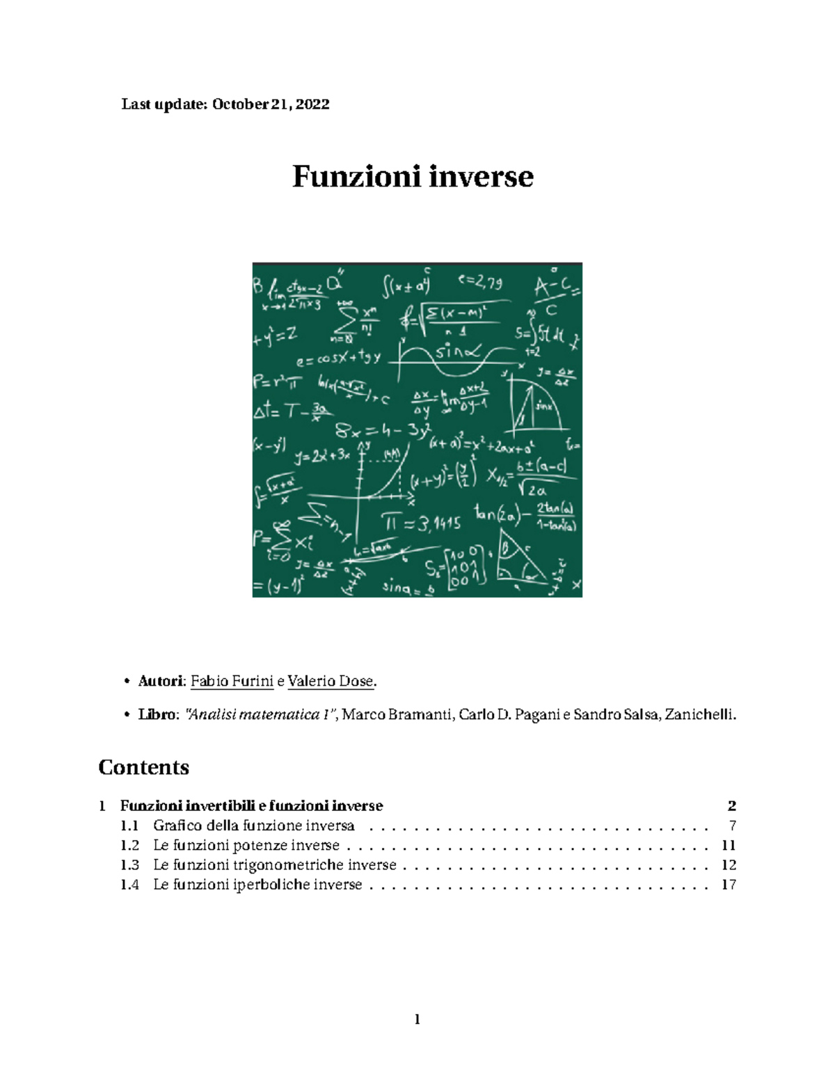 Funzioni Inverse - Last update: October 21, 2022 Funzioni inverse ...