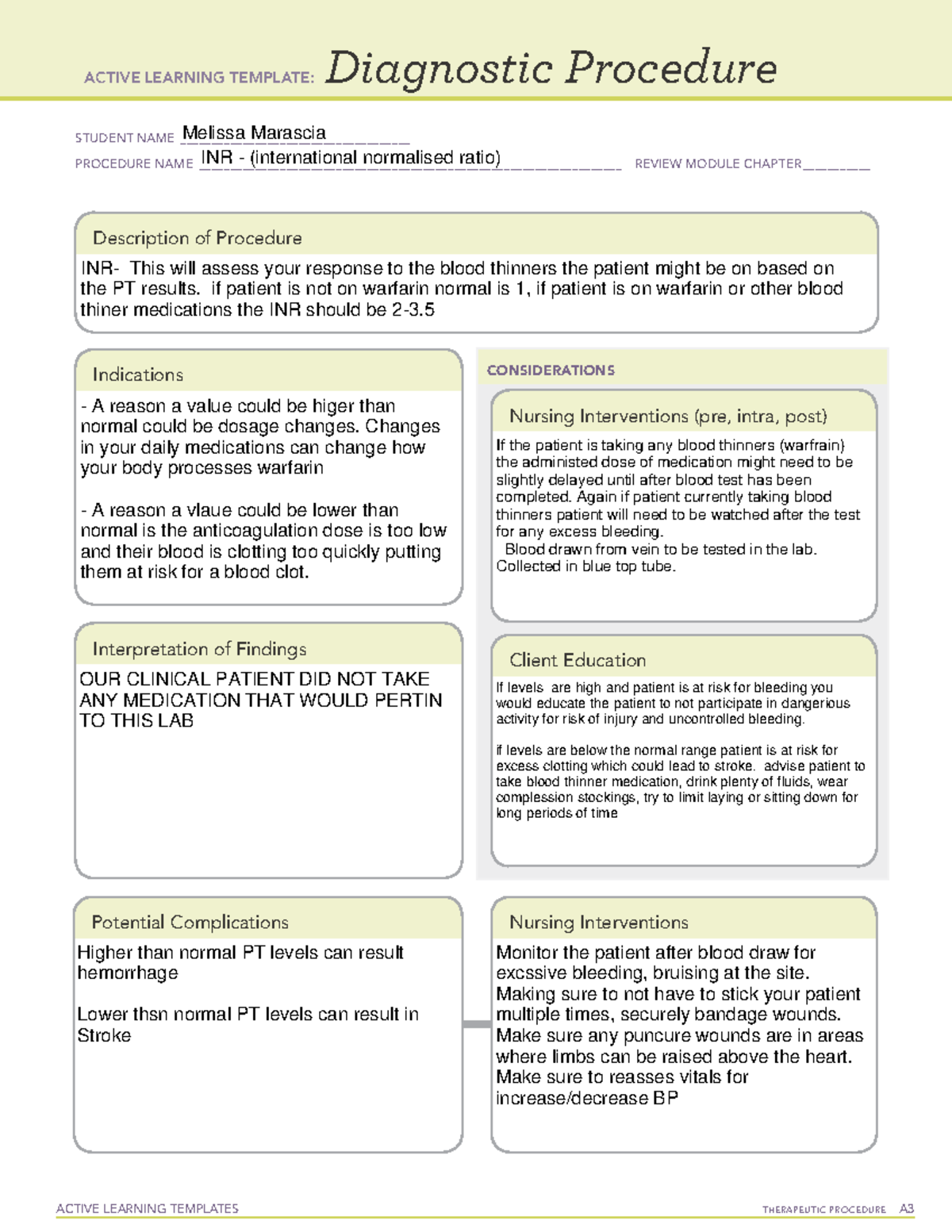 INR Tempate ACTIVE LEARNING TEMPLATES THERAPEUTIC PROCEDURE A