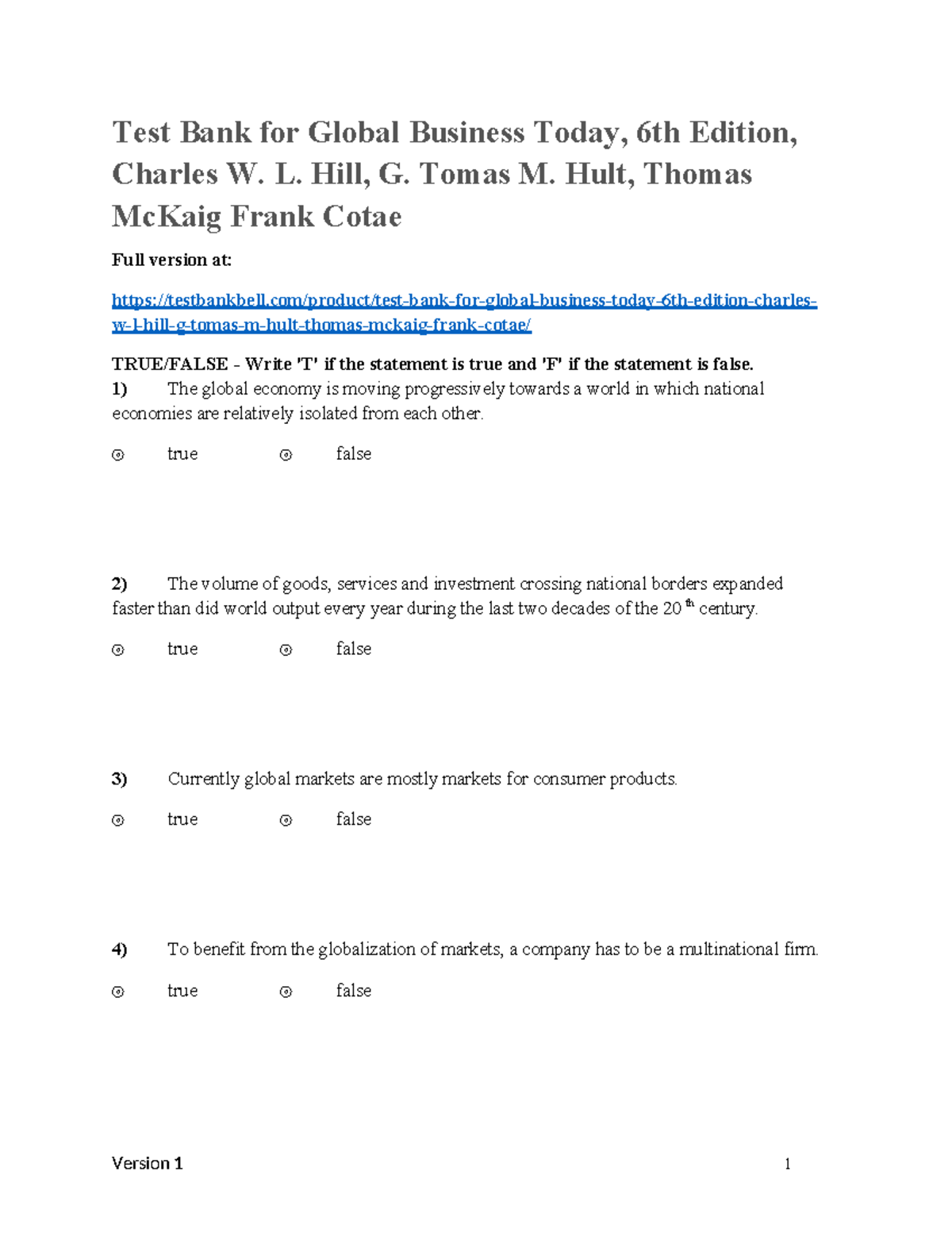 Test-Bank - International Business - Test Bank for Global Business ...