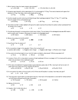 Part 1 Mathematics - LET actual exam - Mathematics Part 1 Which ...