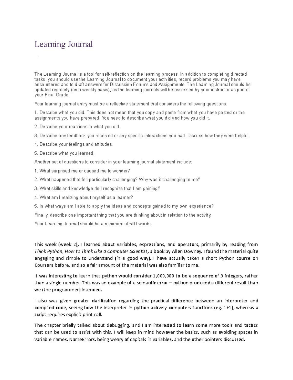 Learning Journal Unit 2 UNIV 1001 - Univ 1101 - UoPeople - Studocu
