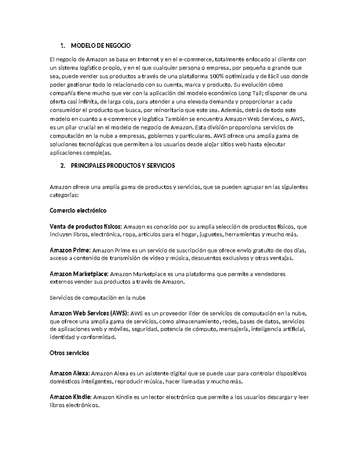 Amazon - NOOOOOOOOOOOOOOOOOOOOO - 1. MODELO DE NEGOCIO El negocio de ...