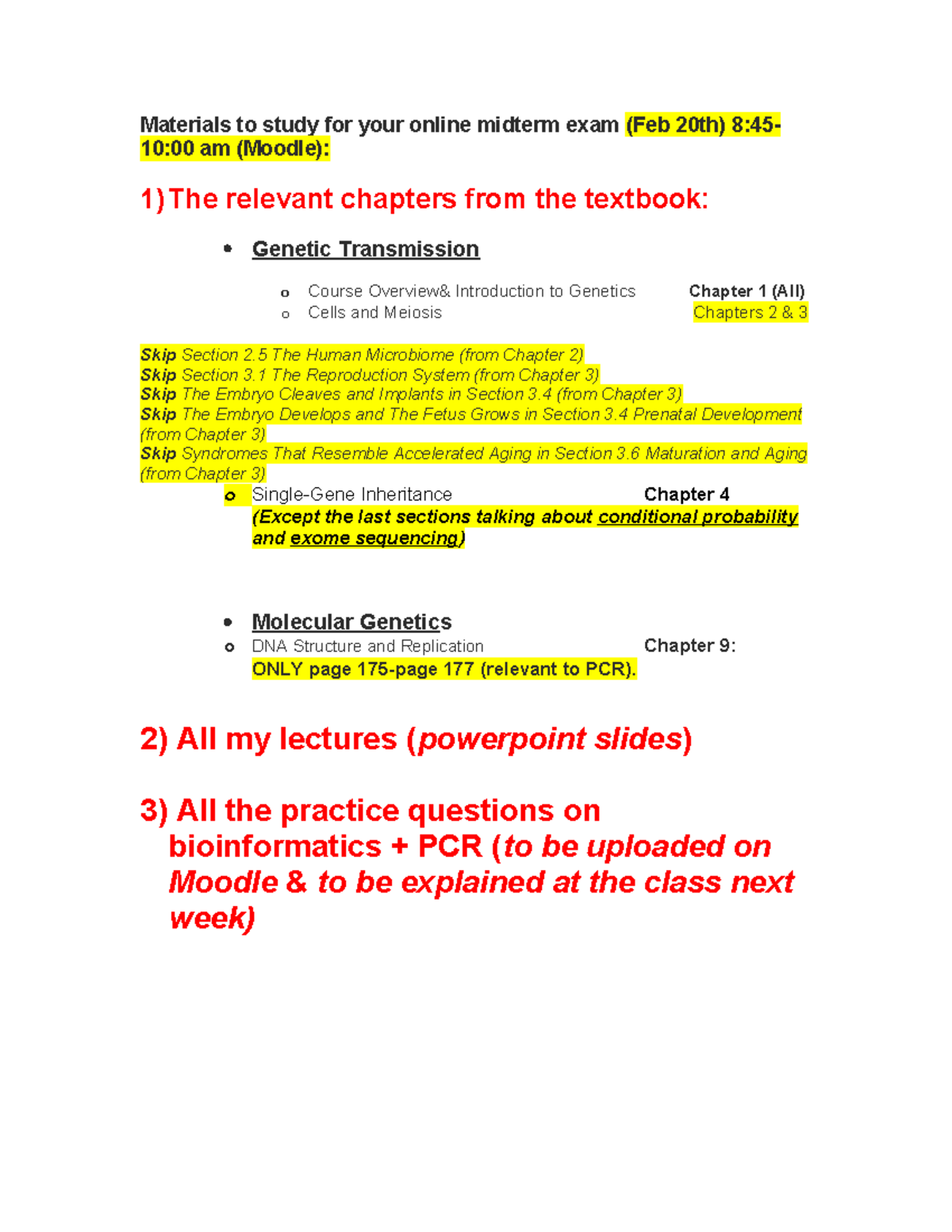 Materials to study for your midterm exam - Materials to study for your ...