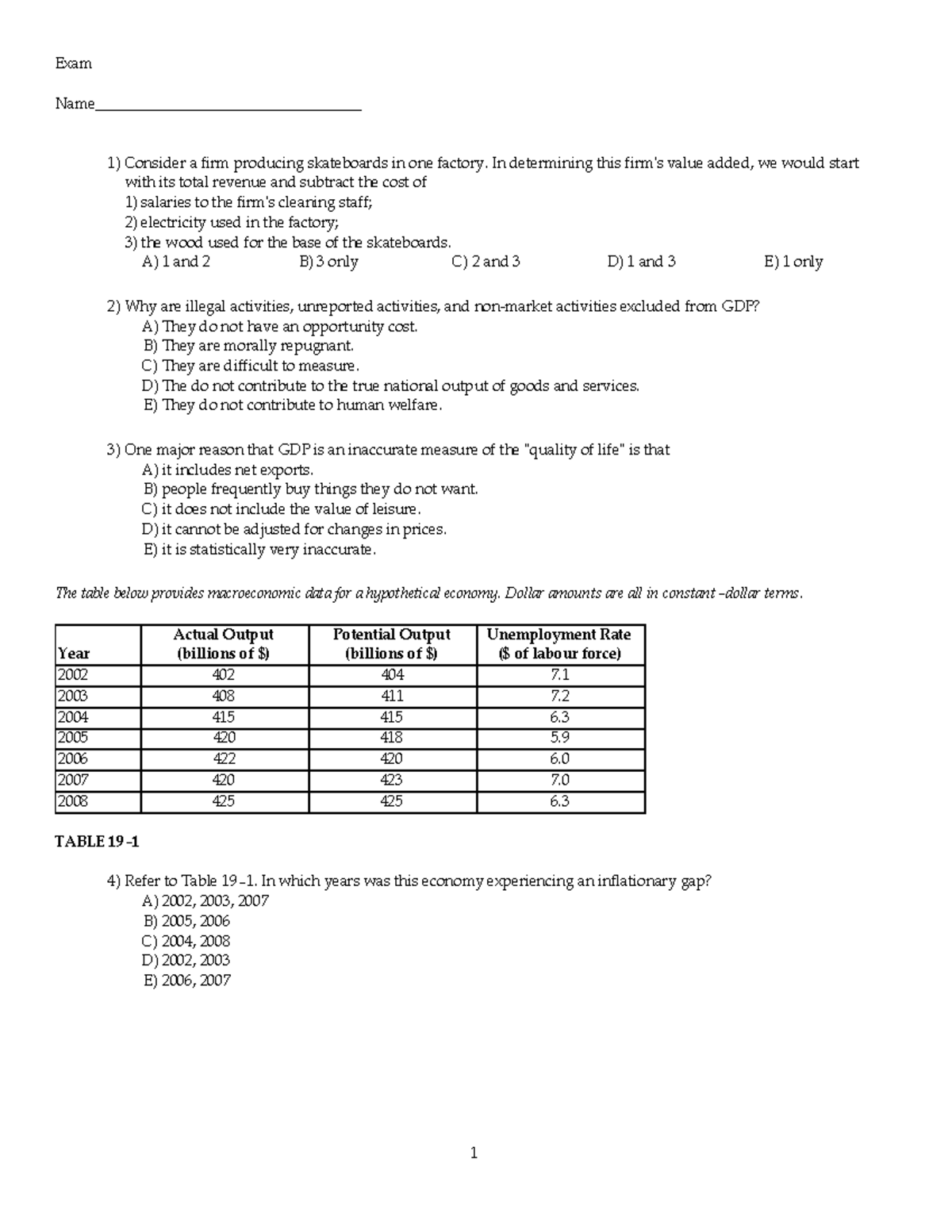 Fall Midterm example - Exam Name___________________________________ Consider a firm producing ...