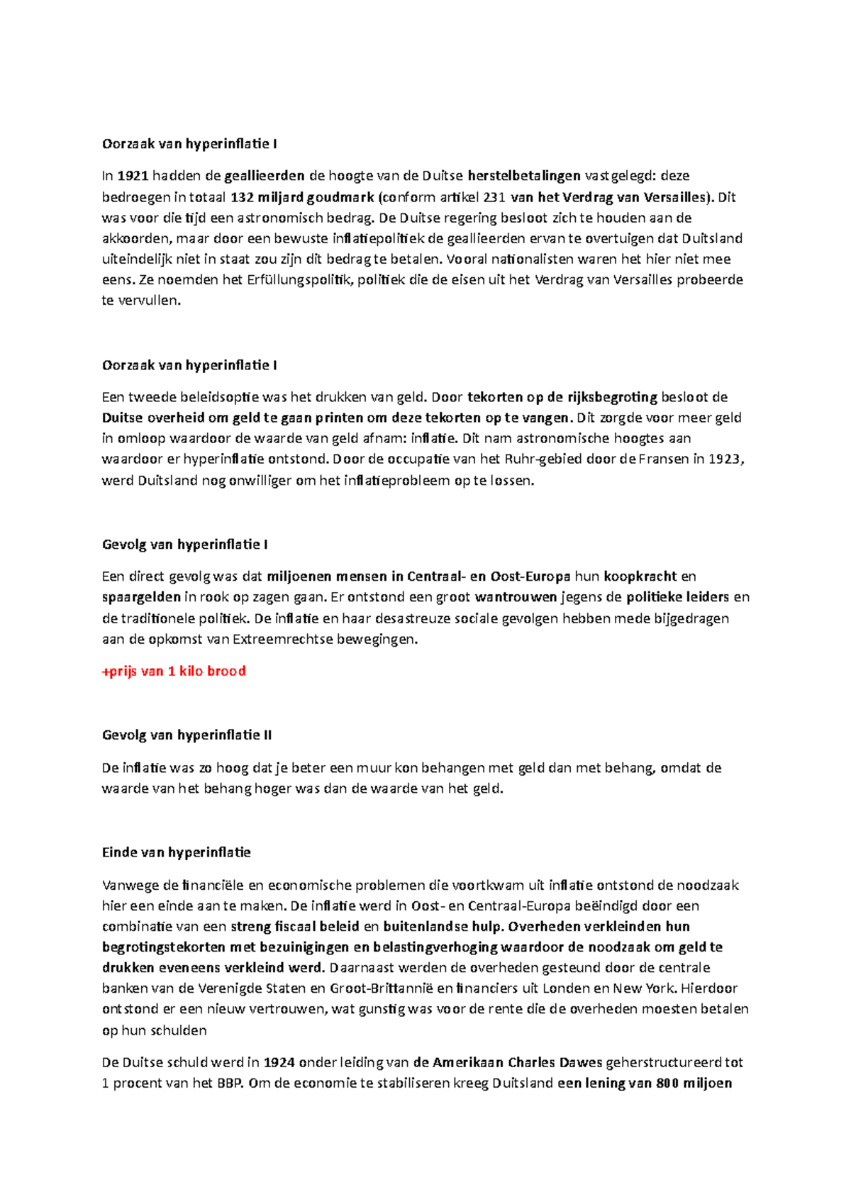 Hyperinflatie informatie - Oorzaak van hyperinflatie I In 1921 hadden ...