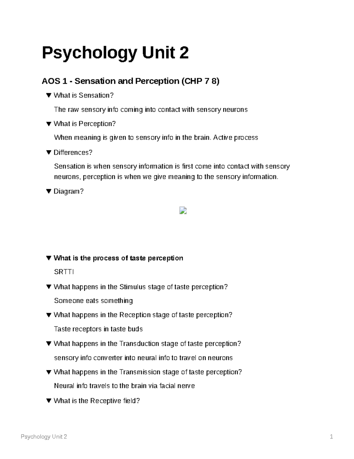 Psychology Unit 2 Notes for Exam Spaced Repetition - Psychology Unit 2 ...