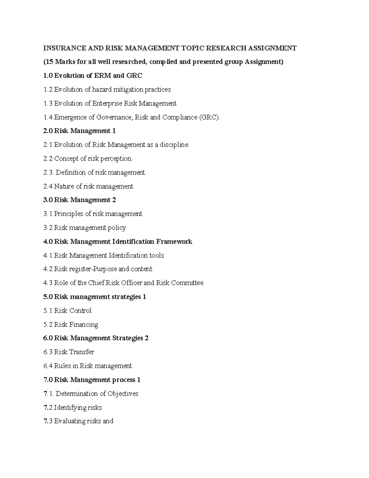 FIN 2101 Topical Research Assignment - INSURANCE AND RISK MANAGEMENT ...