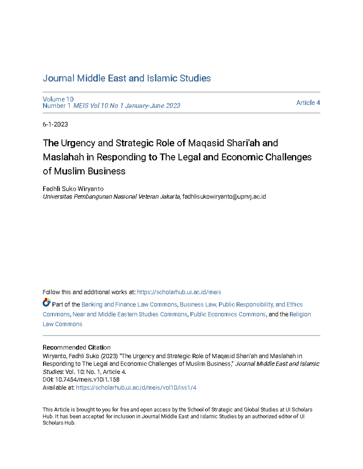 The Urgency and Strategic Role of Maqasid Shariah and Maslahah i ...