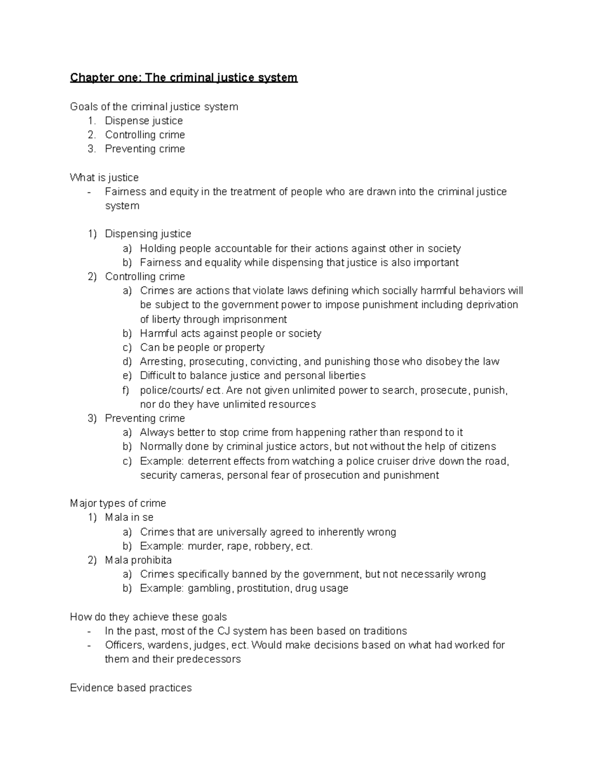 Criminal justice 1-2 chapter - Chapter one: The criminal justice system ...