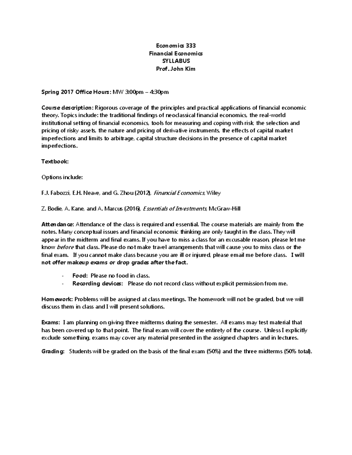 ECON333 Financial Economics Syllabus 2020-2021 - Economics 333 ...