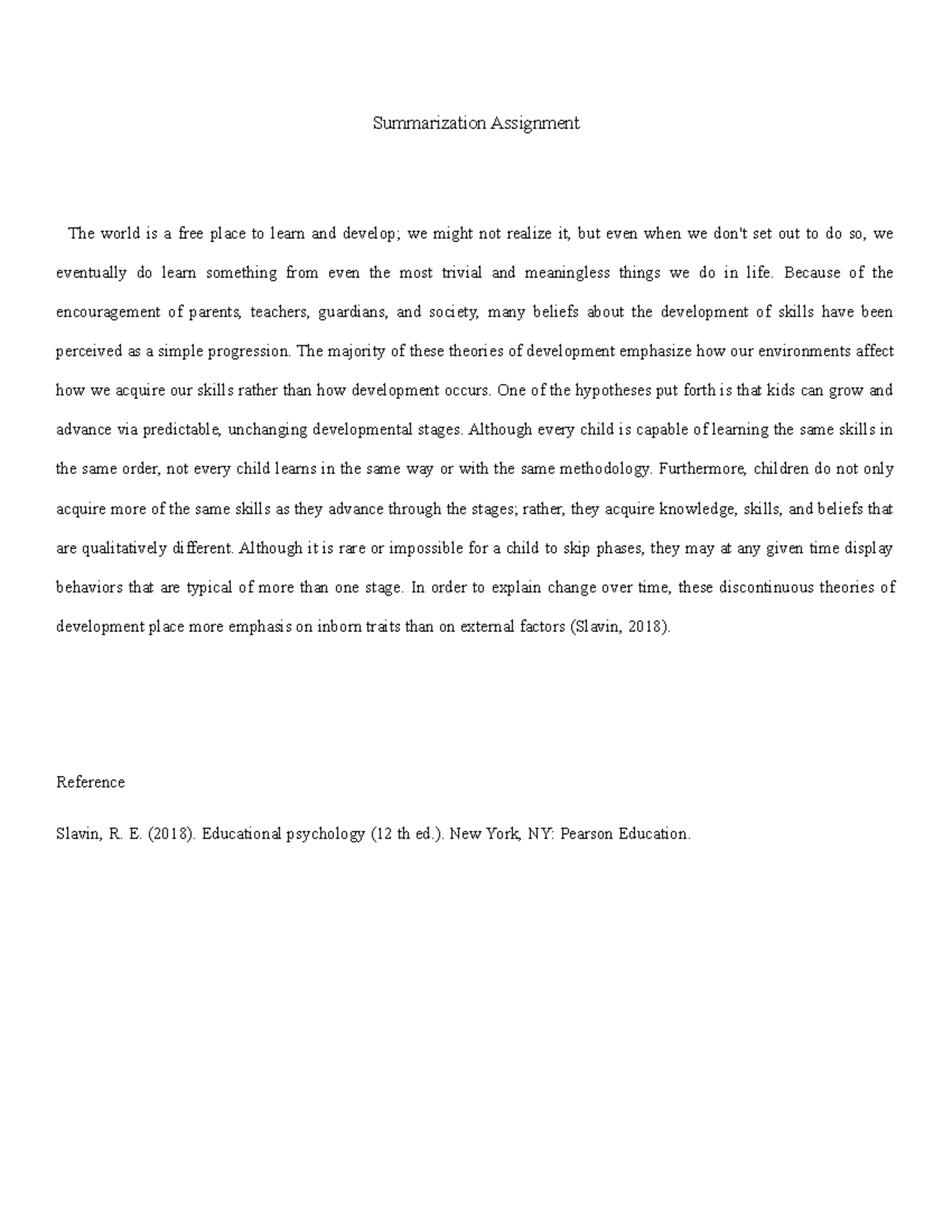 Edu Psy Unit1Assign - Educational Psychology Unit 1 Assignment - Summarization Assignment The ...