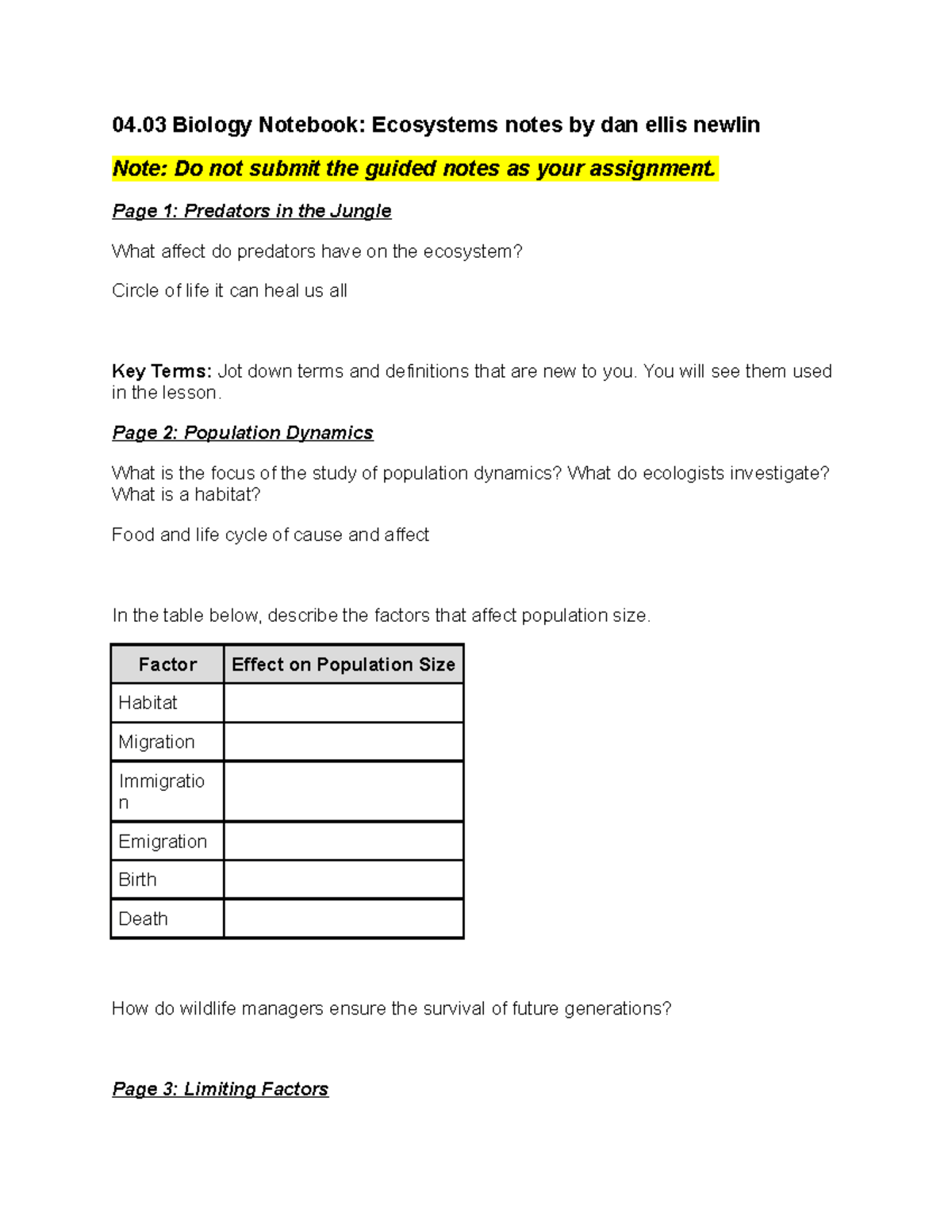 4.03 biology notebook by dan ellis newlin - 04 Biology Notebook ...