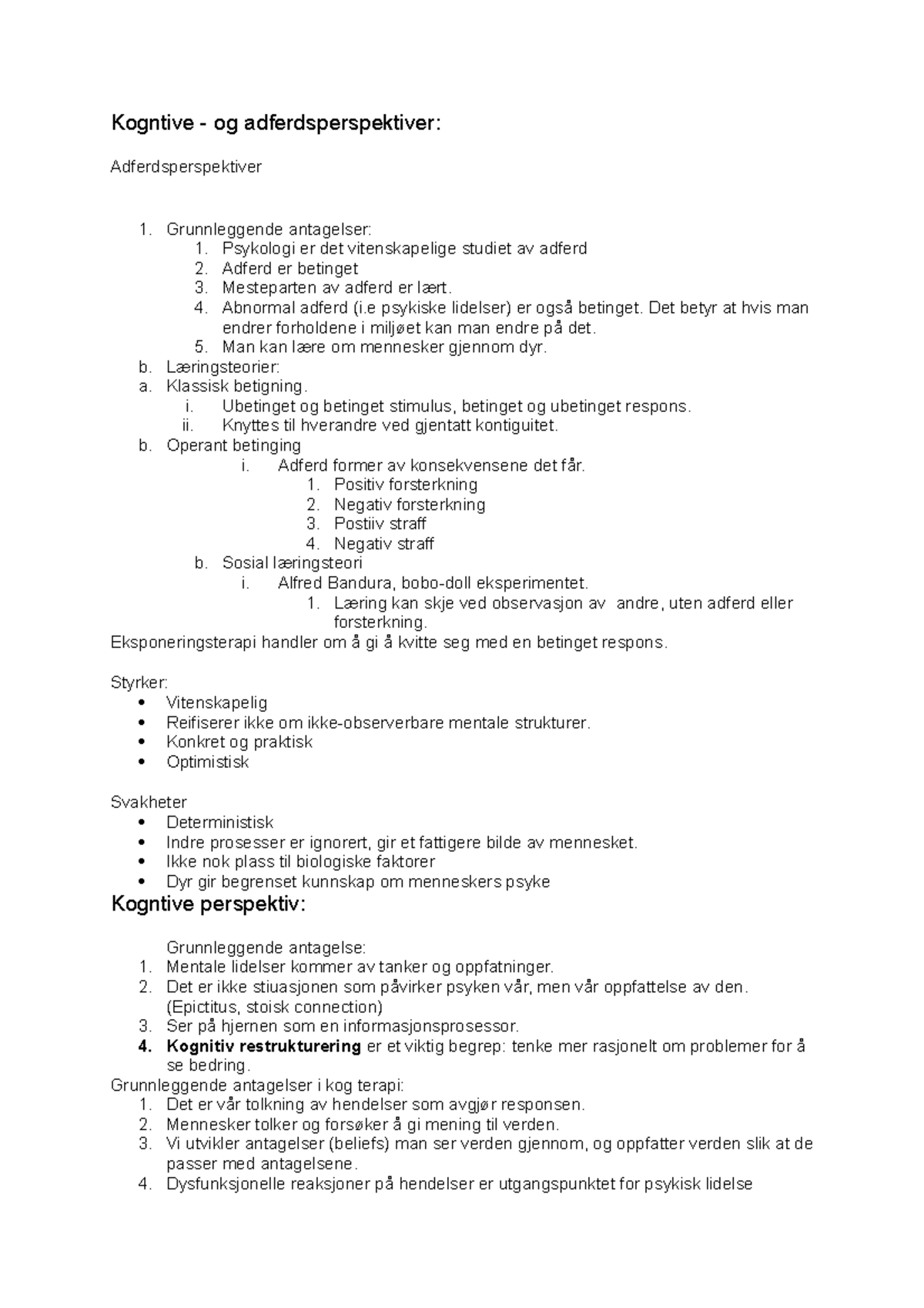 Kogntive - Oppsummering av kognitiv atferdsterapi - Abnormal Psychology ...