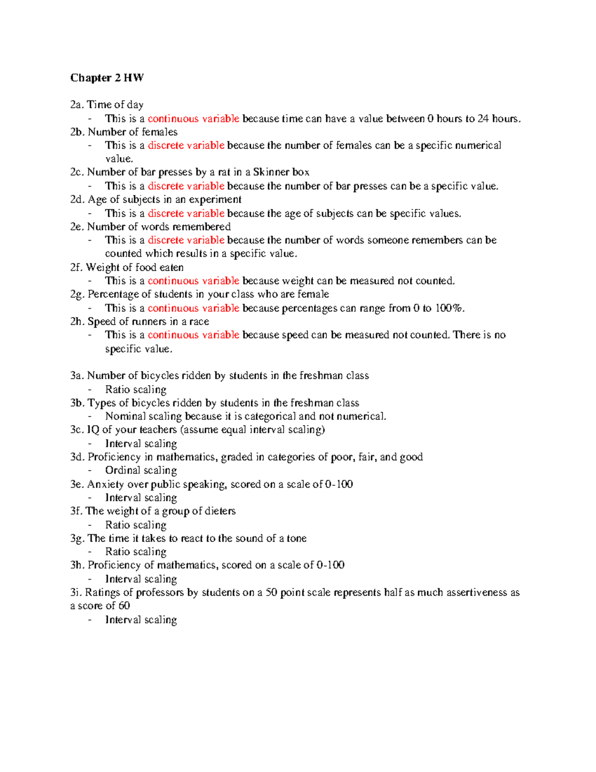 Quantitative Psychology Chapter 2 HW - Chapter 2 HW 2a. Time of day ...