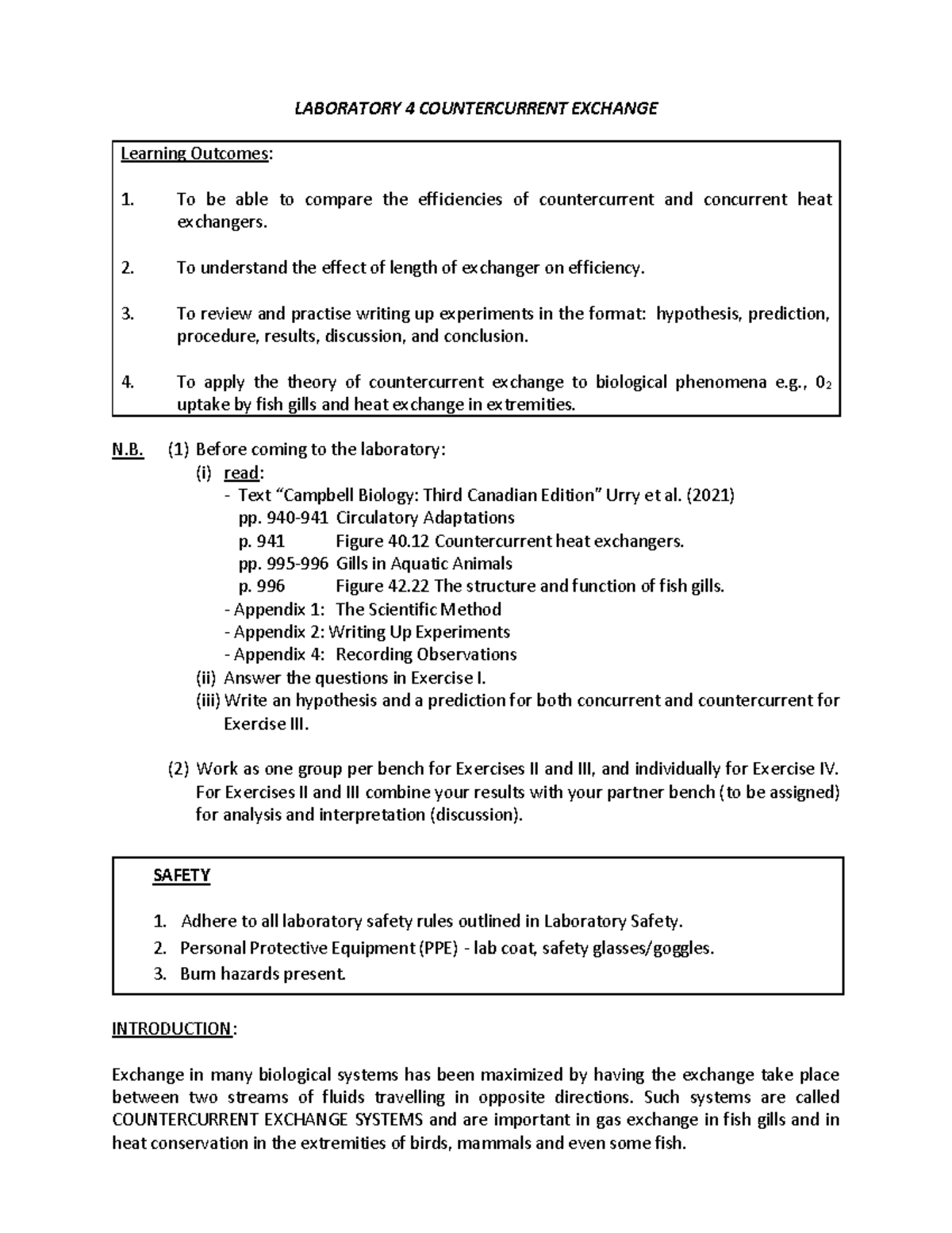 Lab 4 Countercurrent Exchange - LABORATORY 4 COUNTERCURRENT EXCHANGE ...