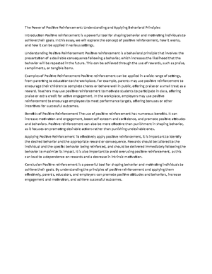 The Use of Punishment in Behavior Modification - In this essay, we will ...