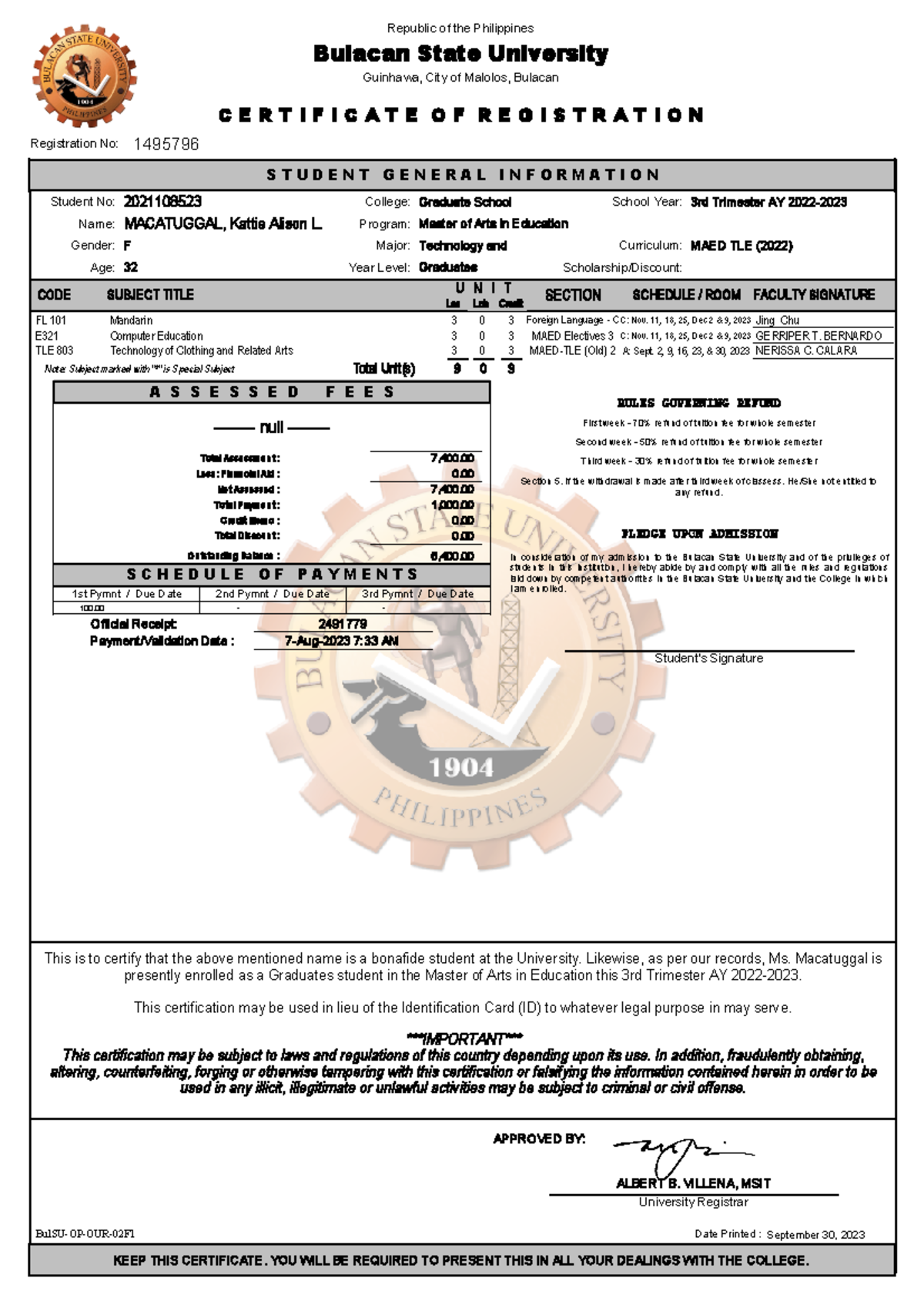 Cor-bsu B6nwvz OFz X - Study notes - C E R T I F I C A T E O F R E G I ...