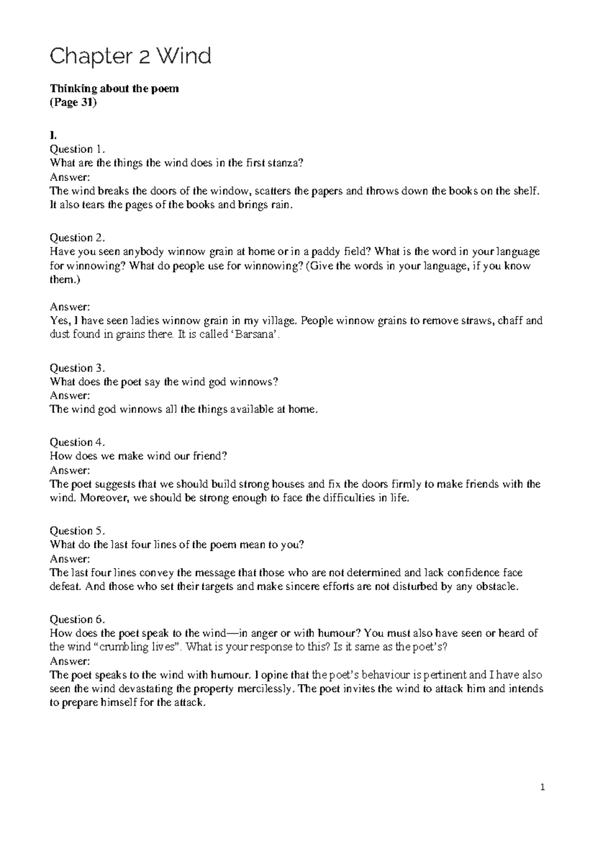 Eng-Poem - eng - Chapter 2 Wind Thinking about the poem (Page 31) I ...