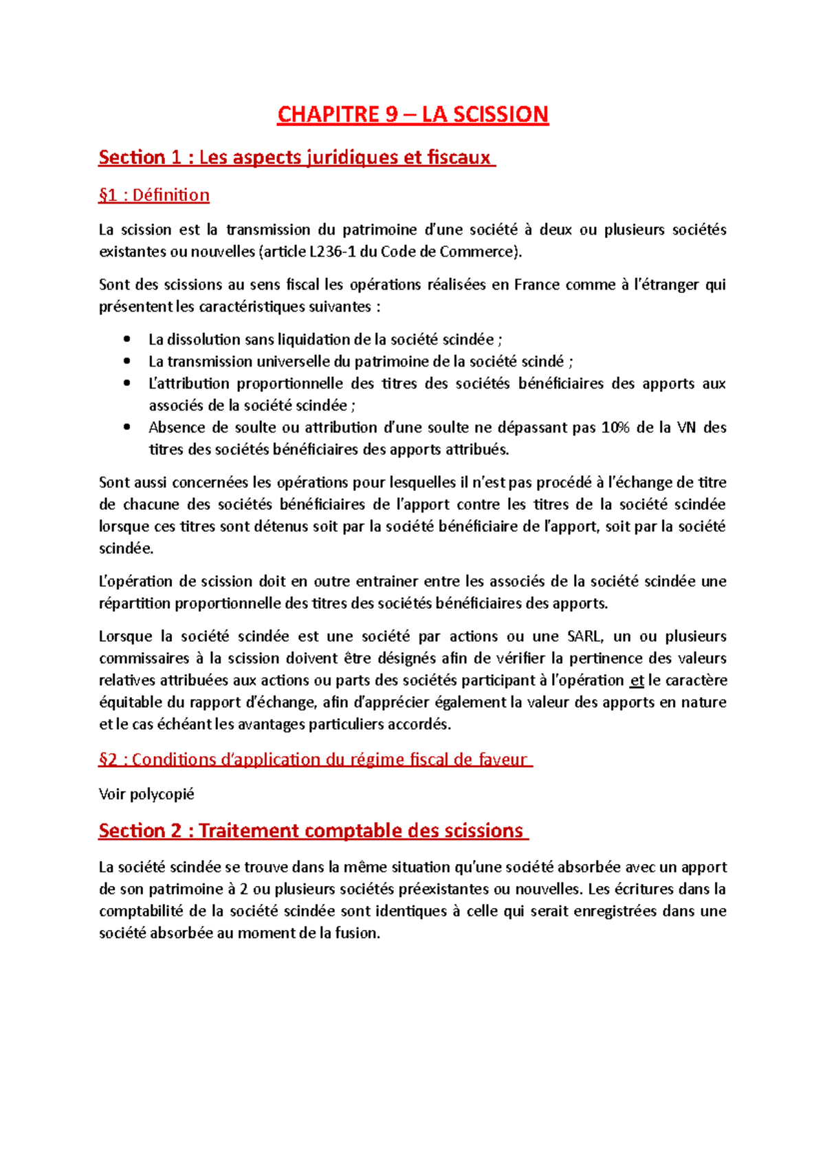 Chapitre 9 complet - La scission - CHAPITRE 9 – LA SCISSION Section 1 ...