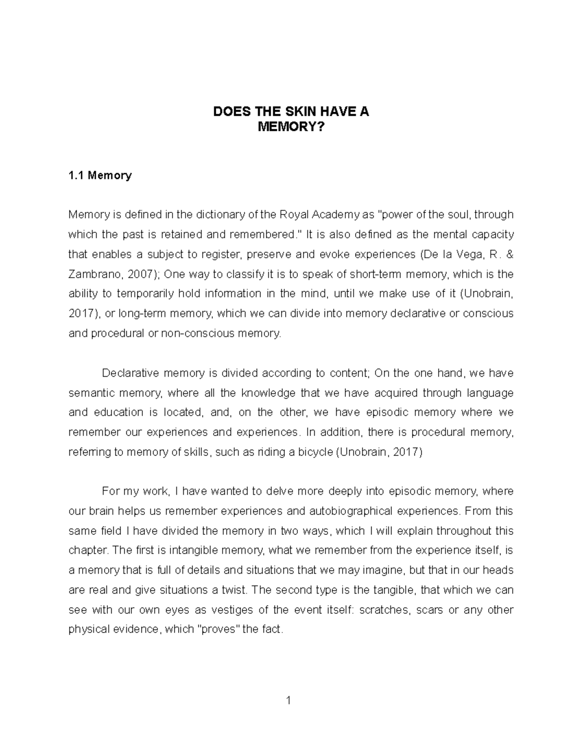 DOES THE SKIN HAVE A Memory - 1 DOES THE SKIN HAVE A MEMORY? 1 Memory ...