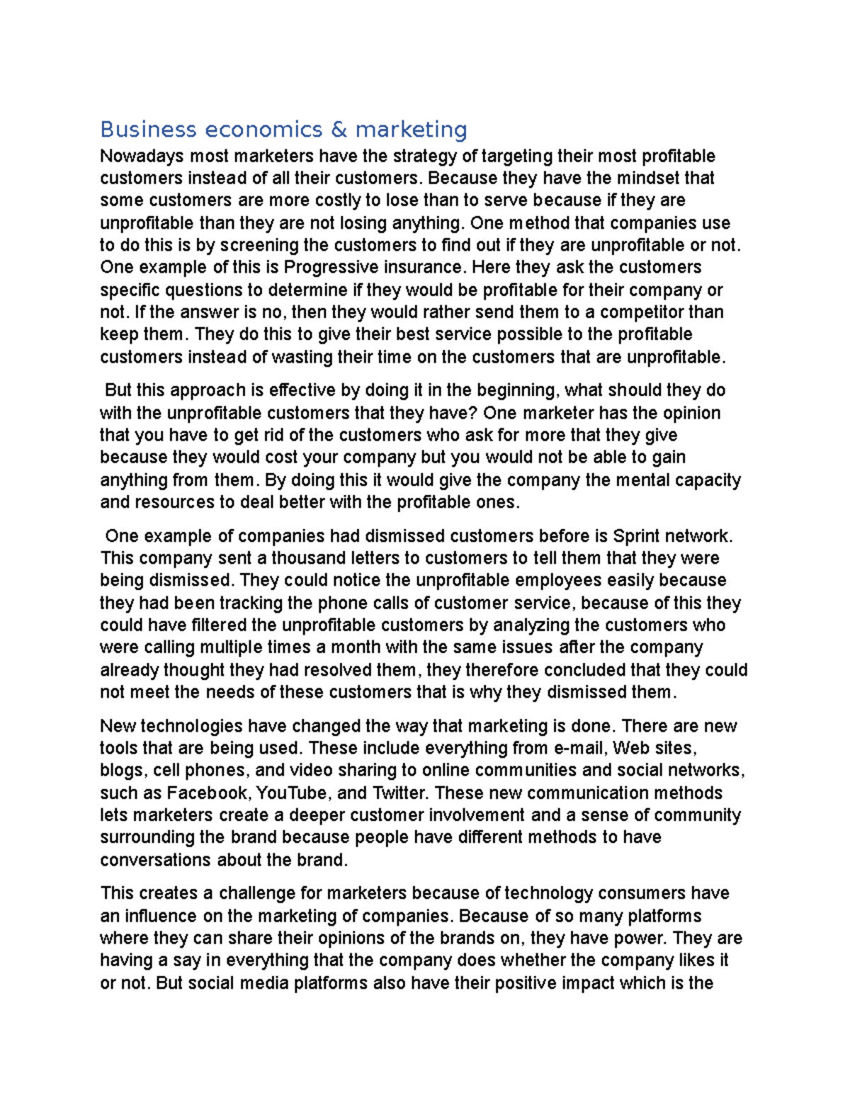 Business Economics & Marketing presentation marketing - Business ...