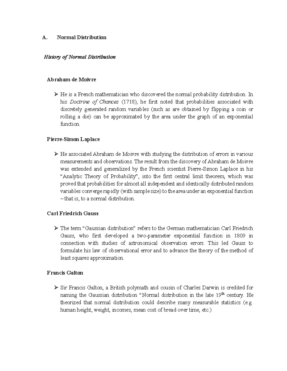 2normal-distribution-final - A. Normal Distribution History of Normal ...