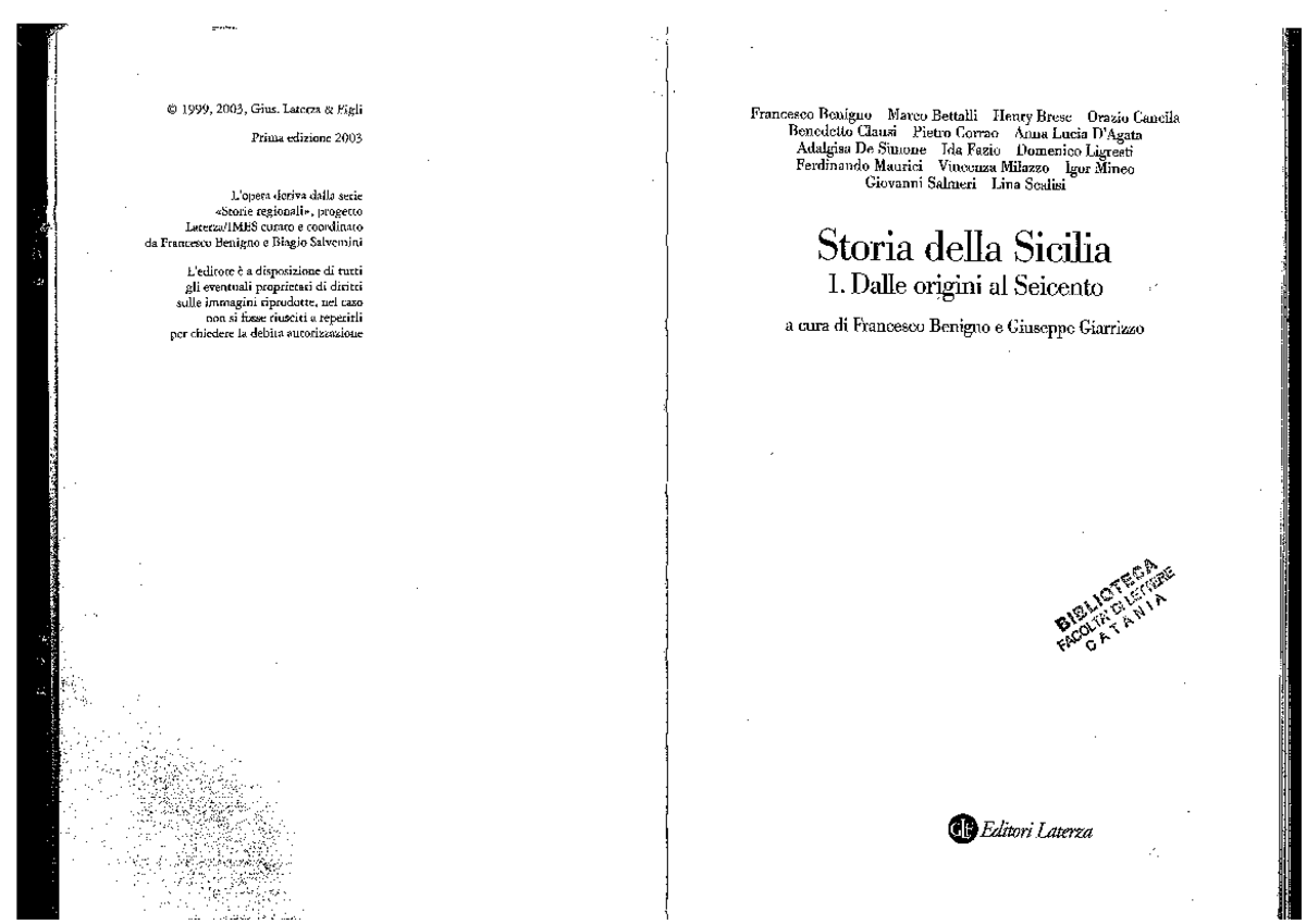 Storia della sicilia 1 dalle origini al 600 benigno e giarrizzo ...