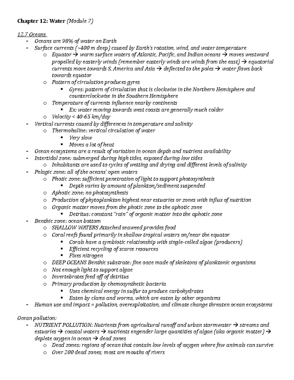 Chapter 12 (textbook) Module 7 - Chapter 12: Water (Module 7) 12 Oceans ...